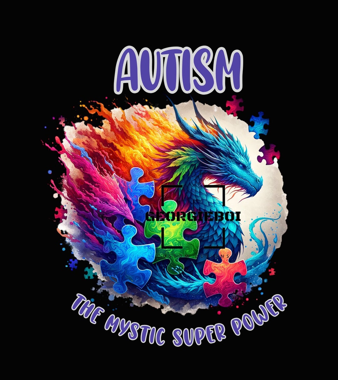 Autism Awareness Mystic Dragon - Transparent PNG Instant Download - Etsy