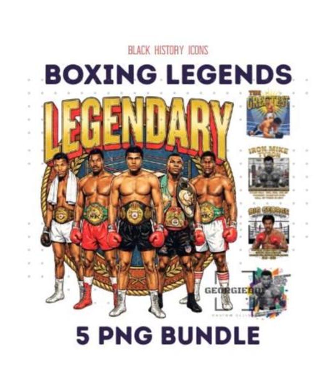 Boxing Legends PNG Bundle | Ali, Tyson, Robinson, Foreman, Frazier ...