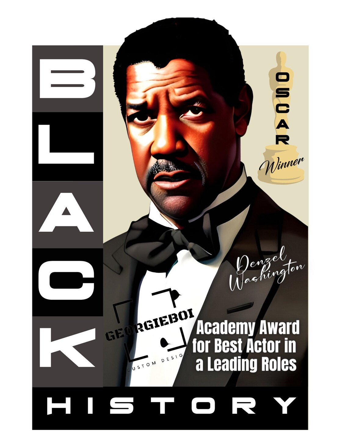 Black History Denzel Washington Jr. Tribute - PNG Instant Download - Etsy