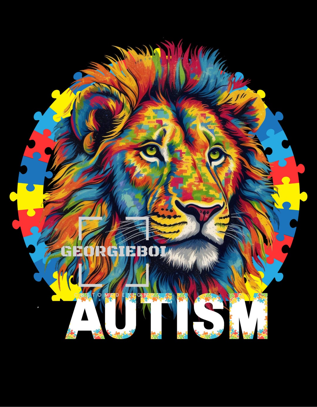 Autism Awareness - Lion Version - Transparent PNG Instant Download - Etsy