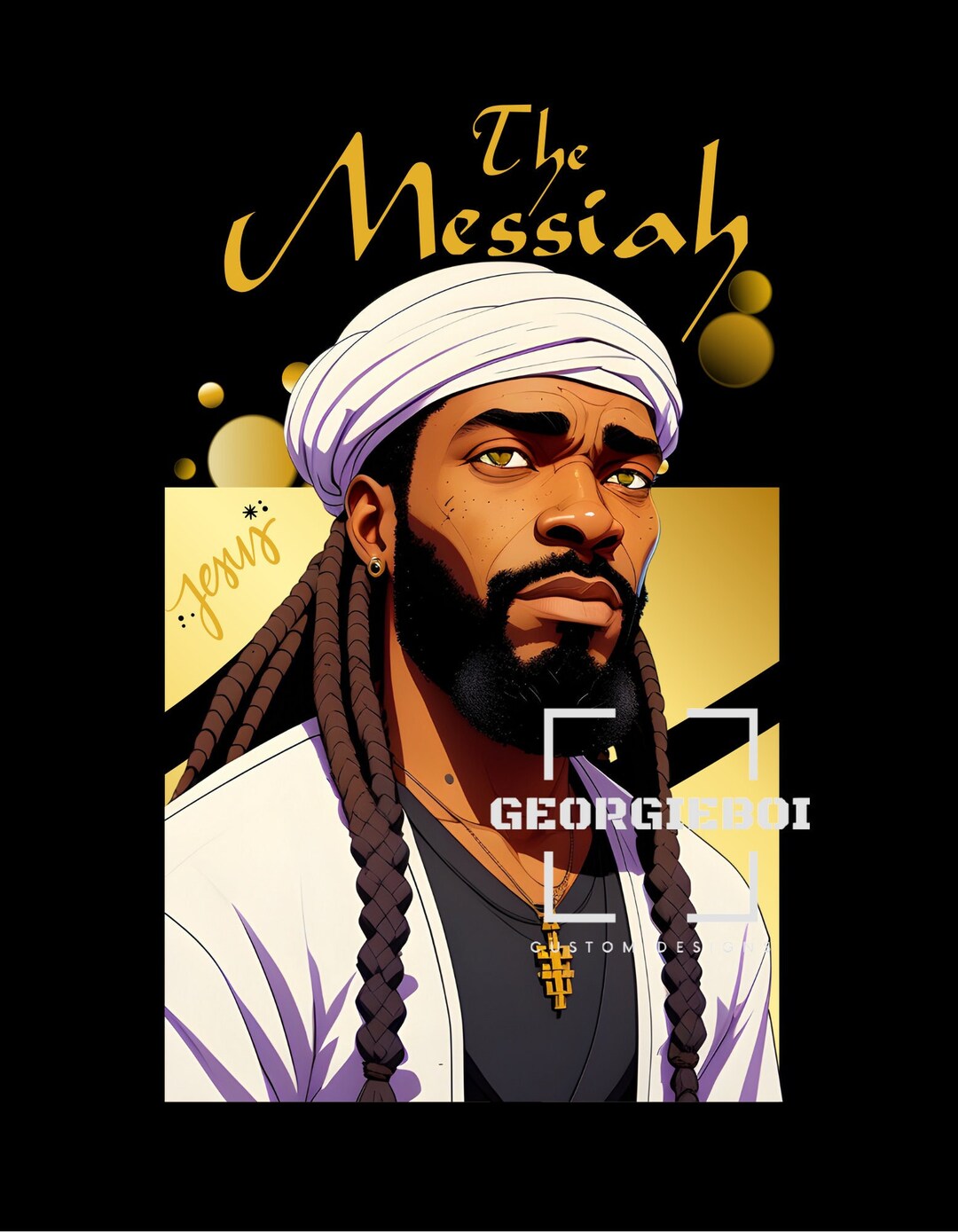 Jesus Blk the Messiah PNG - Full Color PNG - Etsy