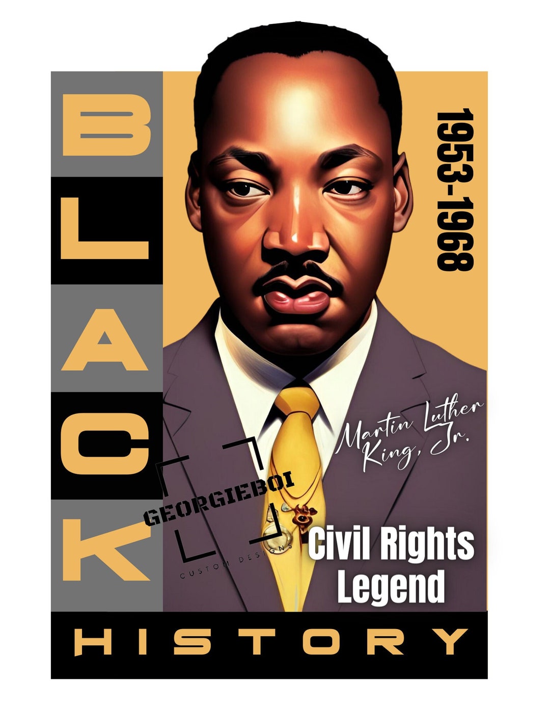 Black History Martin Luther King Tribute Jr. - PNG Instant Download - Etsy