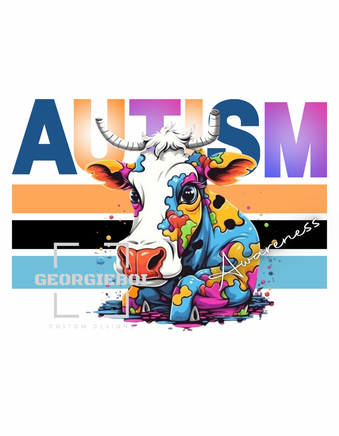 Autism Awareness Cow 1 Version Transparent PNG Instant - Etsy
