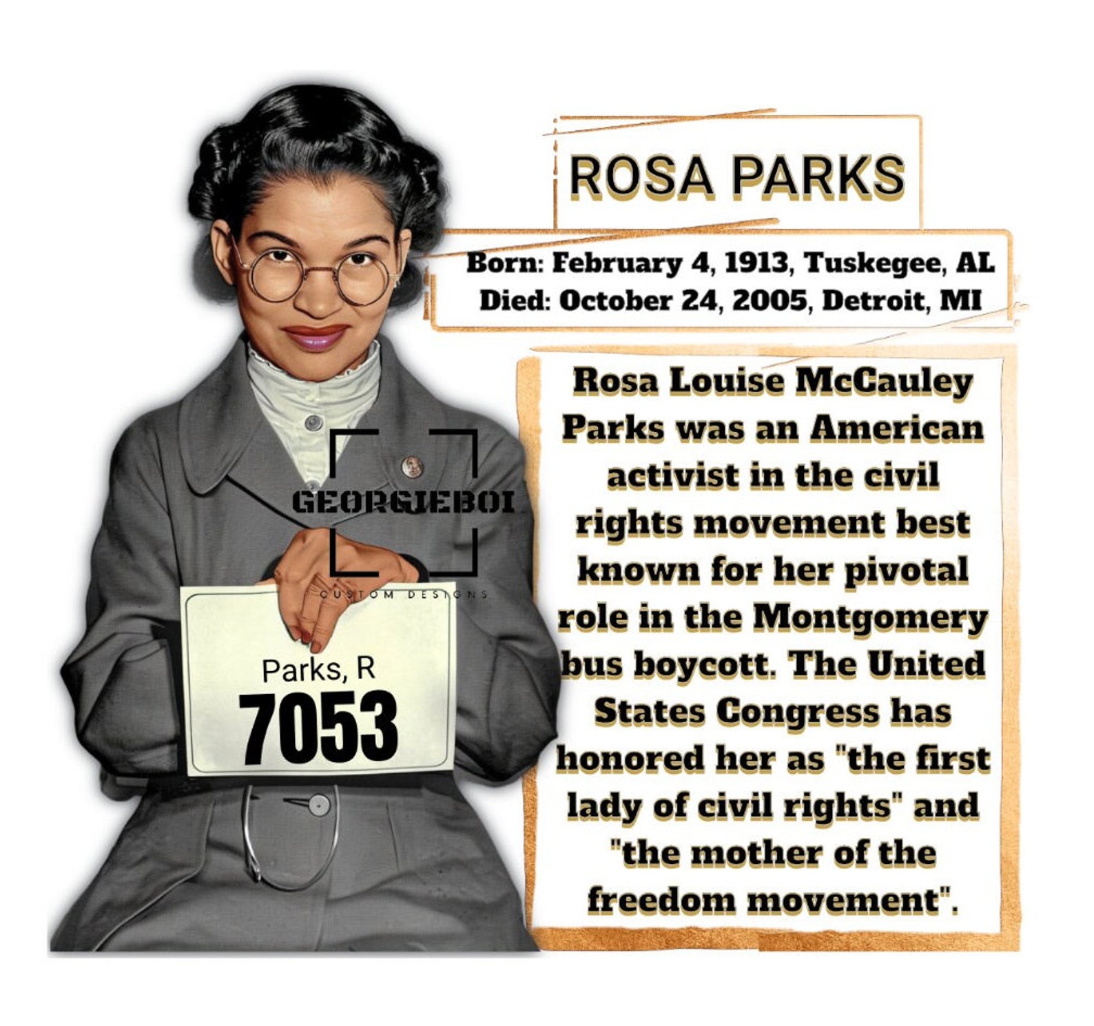 Rosa Parks (black History Icon) - PNG Instant Download - Etsy