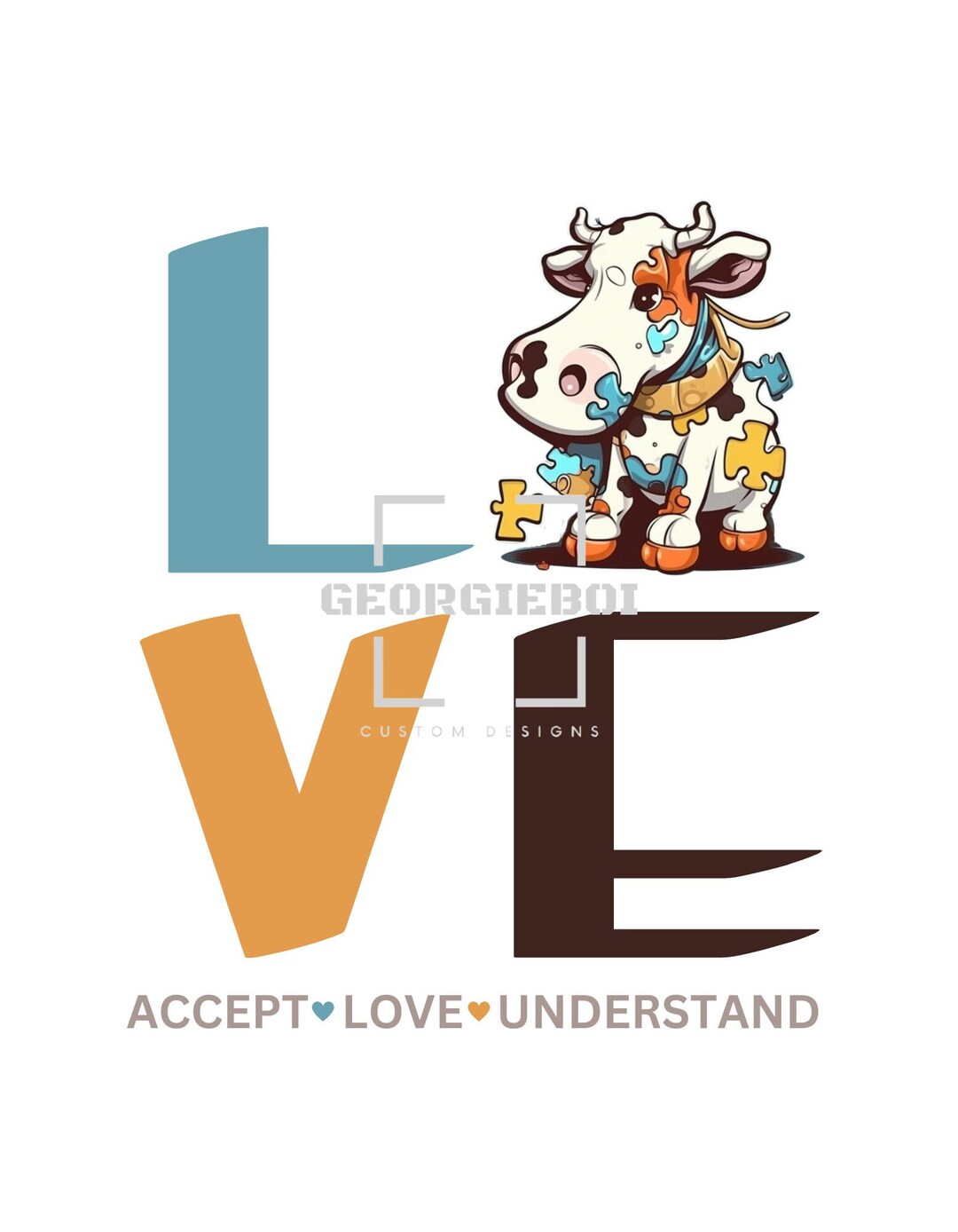 Autism Awareness - Cow 3 Version - Transparent PNG Instant Download - Etsy