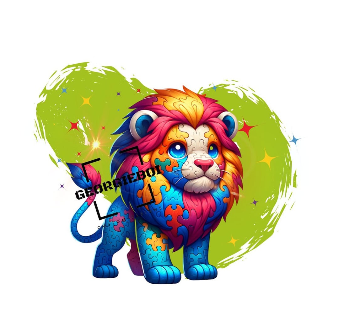 Autism Awareness the Little Lion - Transparent PNG Instant Download - Etsy