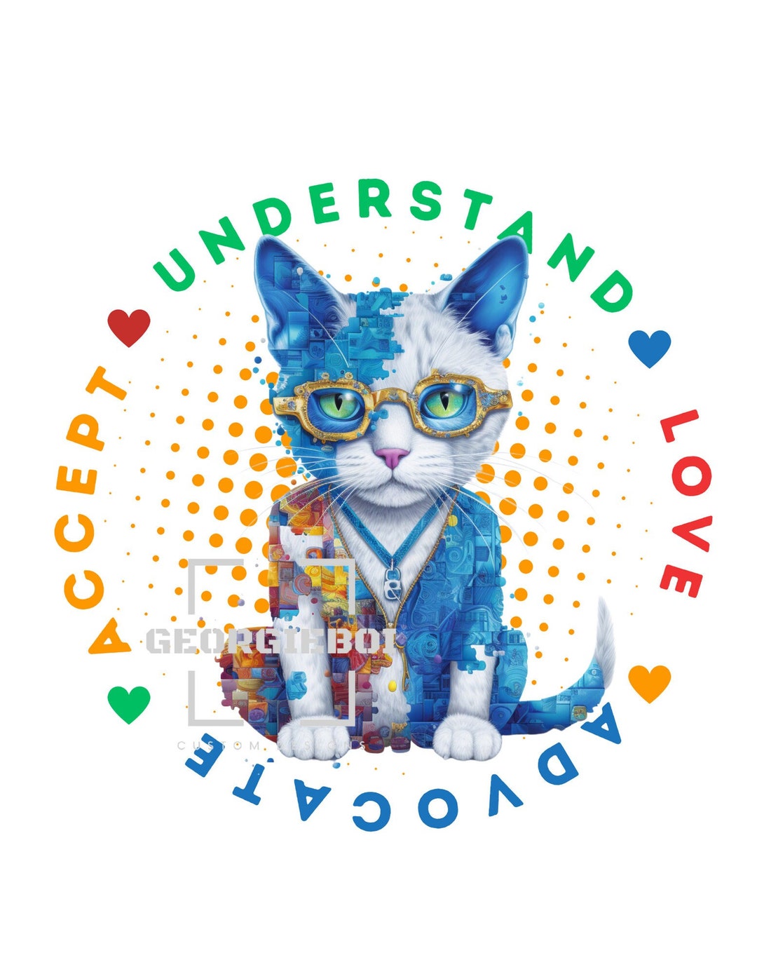 Autism Awareness - Cat 2 Version - Transparent PNG Instant Download - Etsy