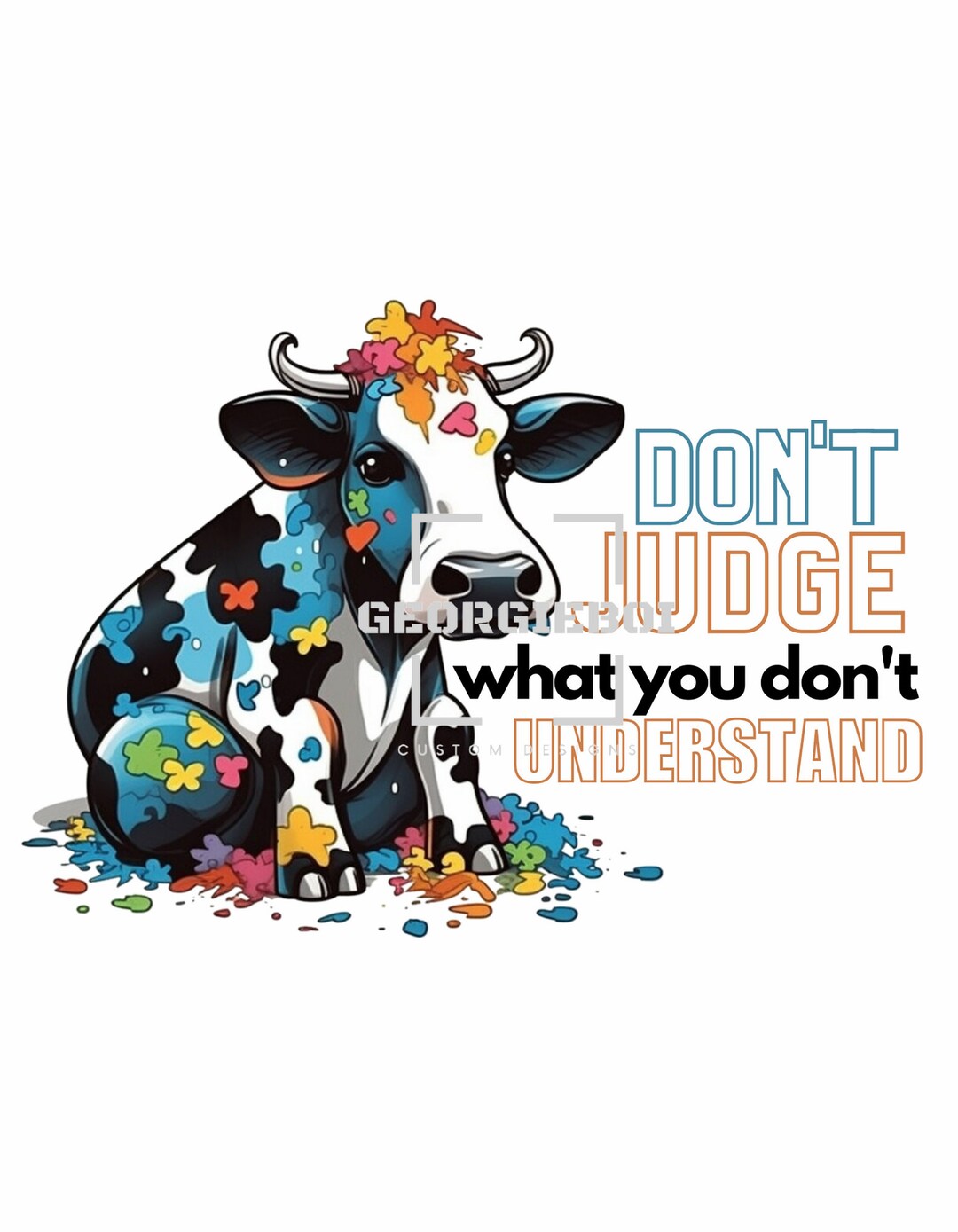Autism Awareness - Cow 2 Version - Transparent PNG Instant Download - Etsy
