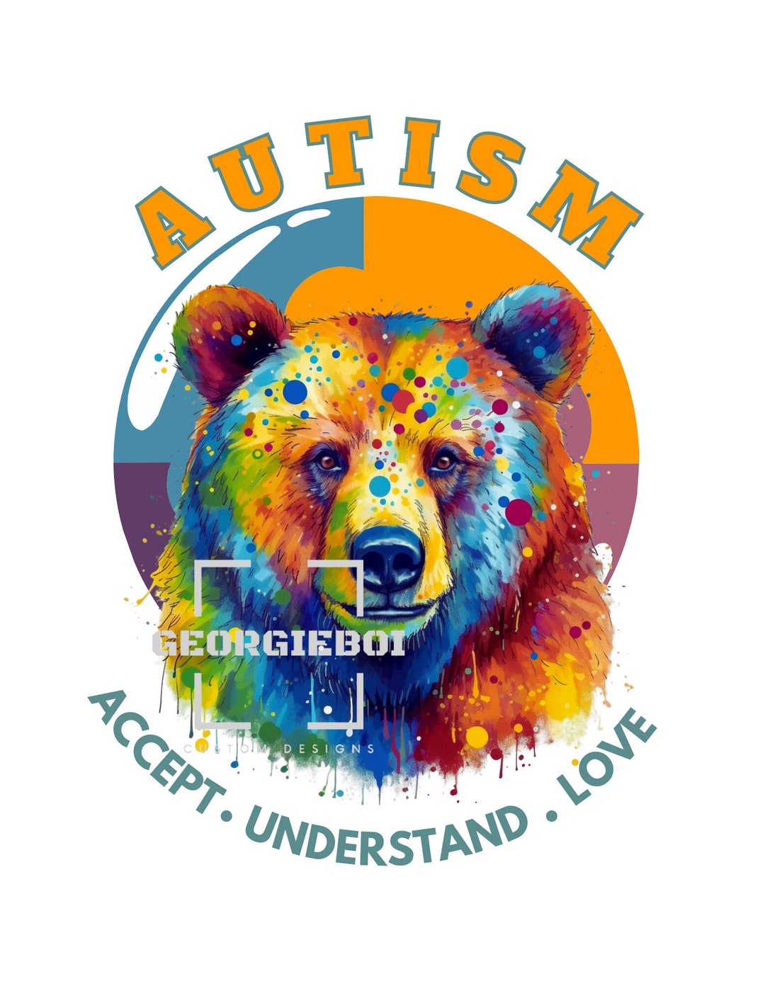 Autism Awareness - Bear Version - Transparent PNG Instant Download - Etsy
