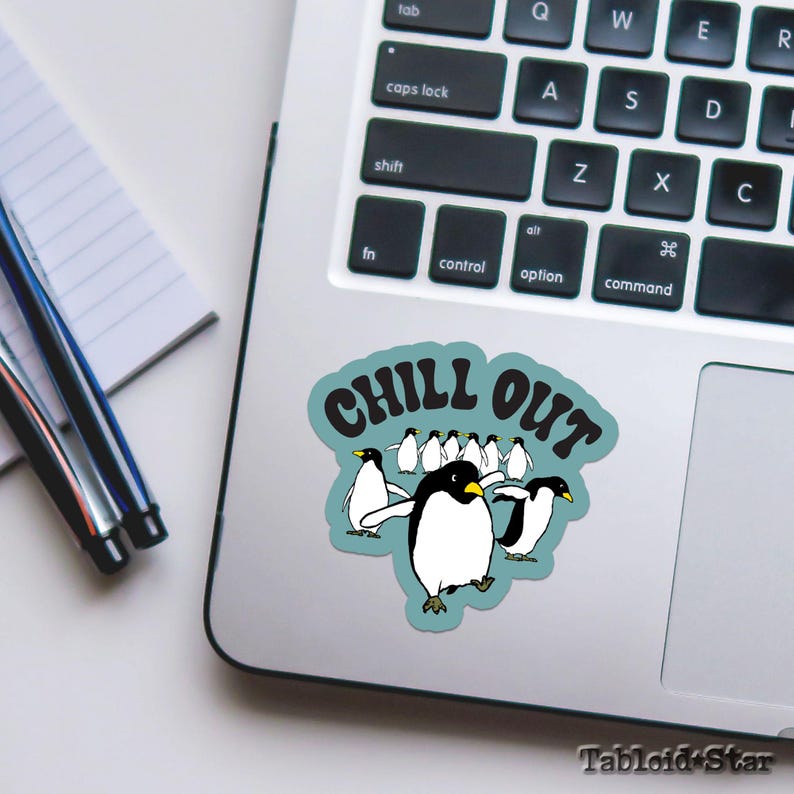 Funny Penguin Sticker, Chill Out Penguin Sticker, Cartoon Sticker, Meme ...