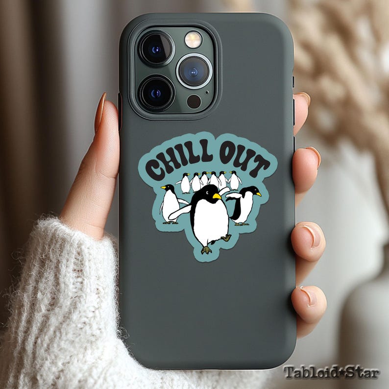 Funny Penguin Sticker, Chill Out Penguin Sticker, Cartoon Sticker, Meme ...