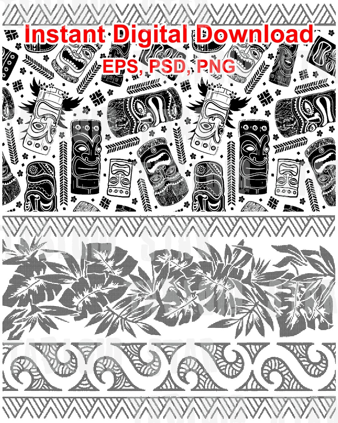 Digital Download Large Polynesian Tribal Pattern Graphics Pdf, Jpg, Png ...