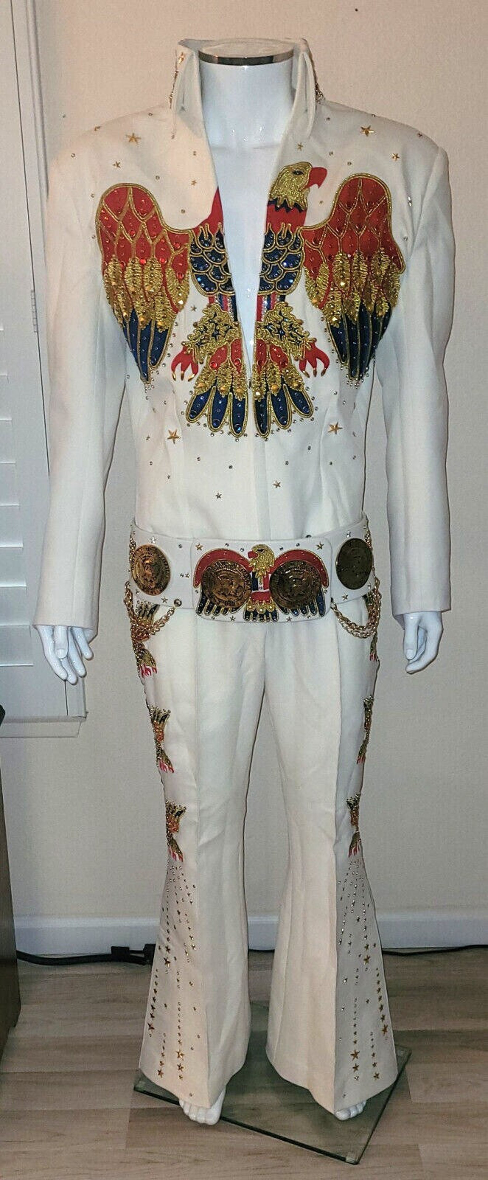 Elvis Presley Reproduction American Eagle Jumpsuit, and Belt as Worn on ...