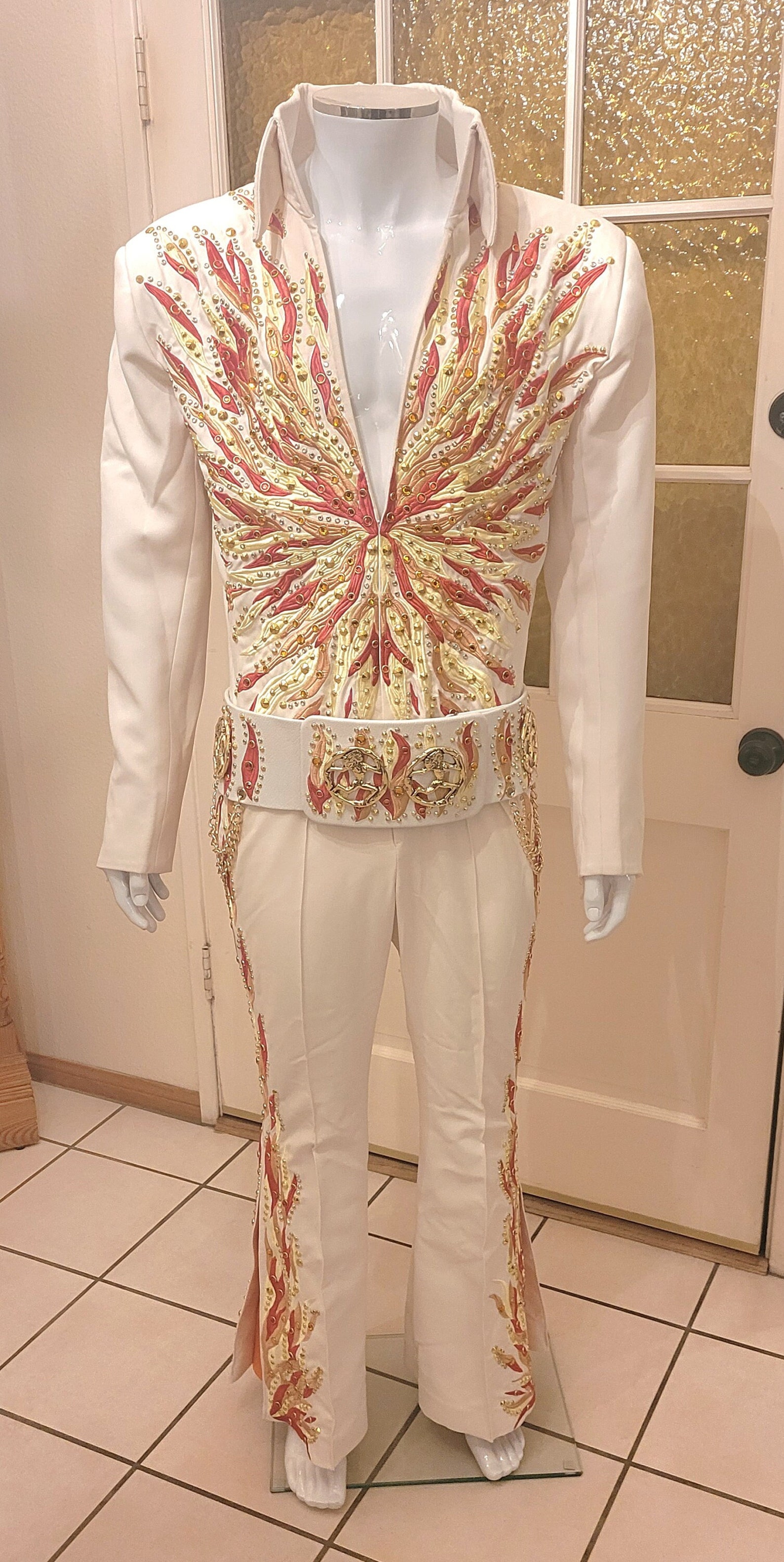Elvis Presley Reproduction FLAME Jumpsuit and Belt as Elvis Wore on ...