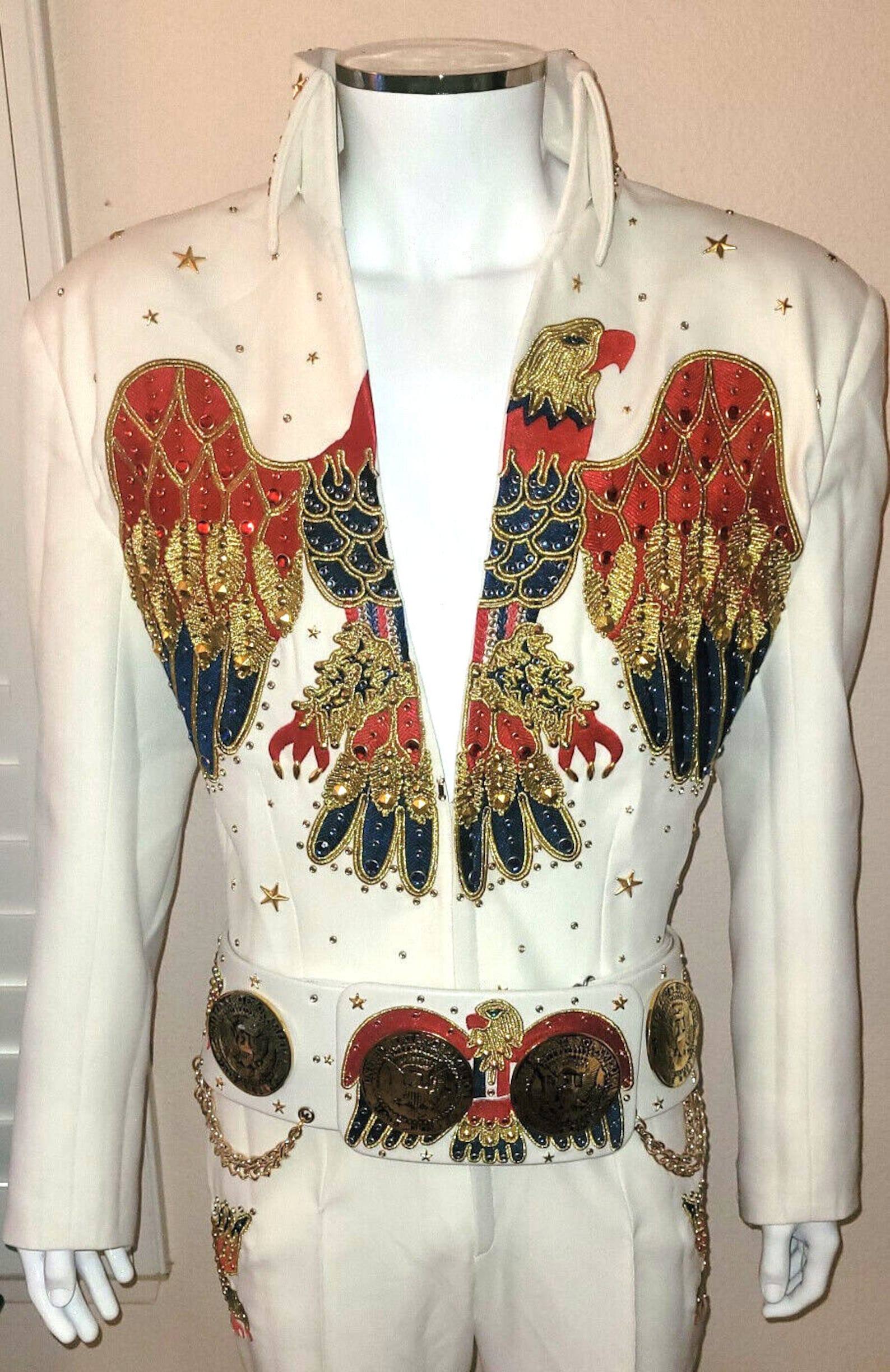 Elvis Presley Reproduction American Eagle Jumpsuit, and Belt as Worn on ...