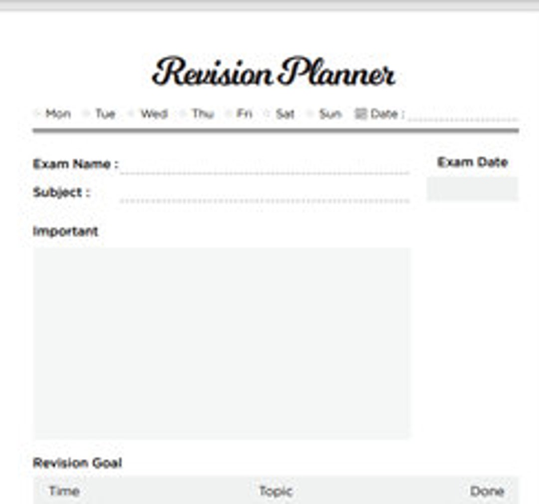 PYO - Revision Planner - Print Your Own - Etsy