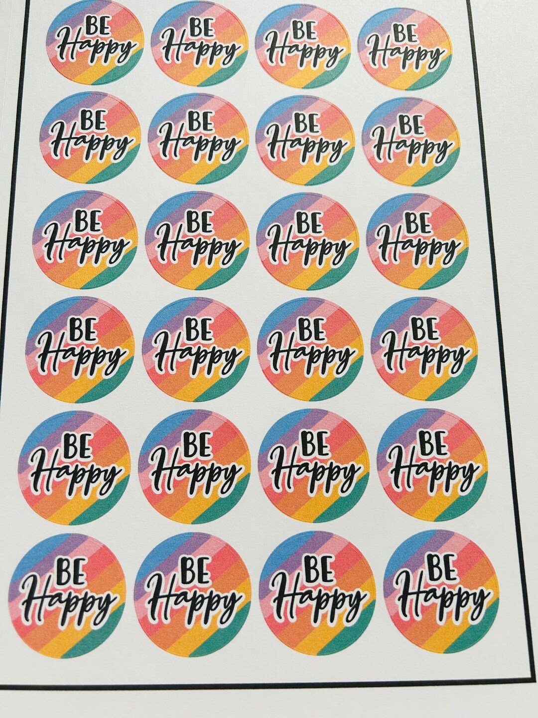 Be Happy Stickers Sheet 24 Stickers - Etsy