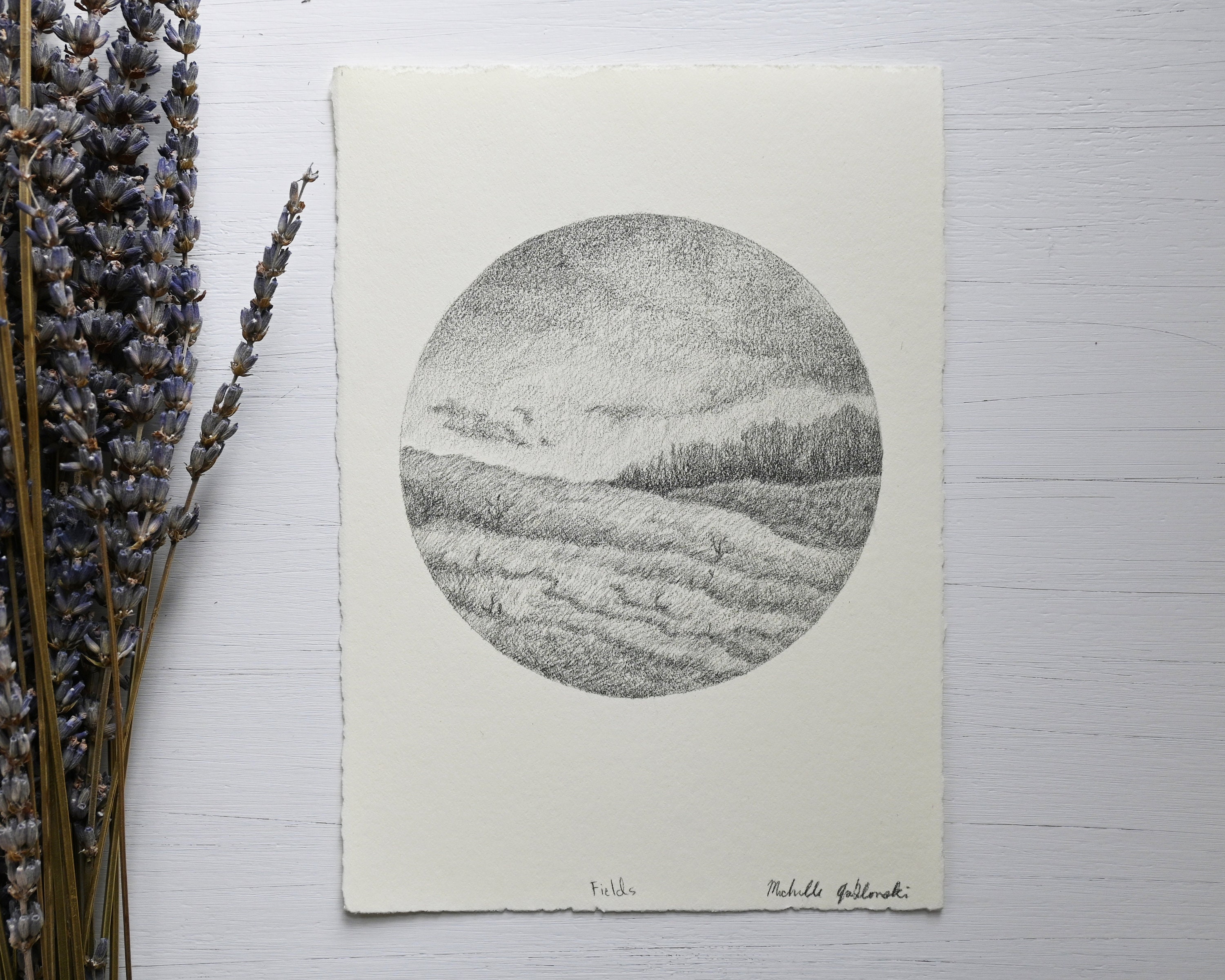Original Landscape Drawing "fields" UNFRAMED | Graphite Drawing - Etsy
