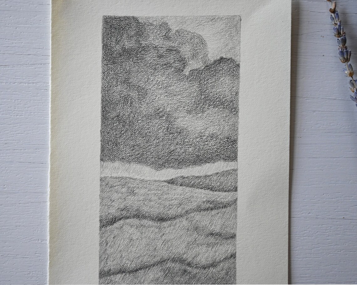 Original Landscape Drawing "pivot" | Graphite Drawing | Pencil on Paper ...