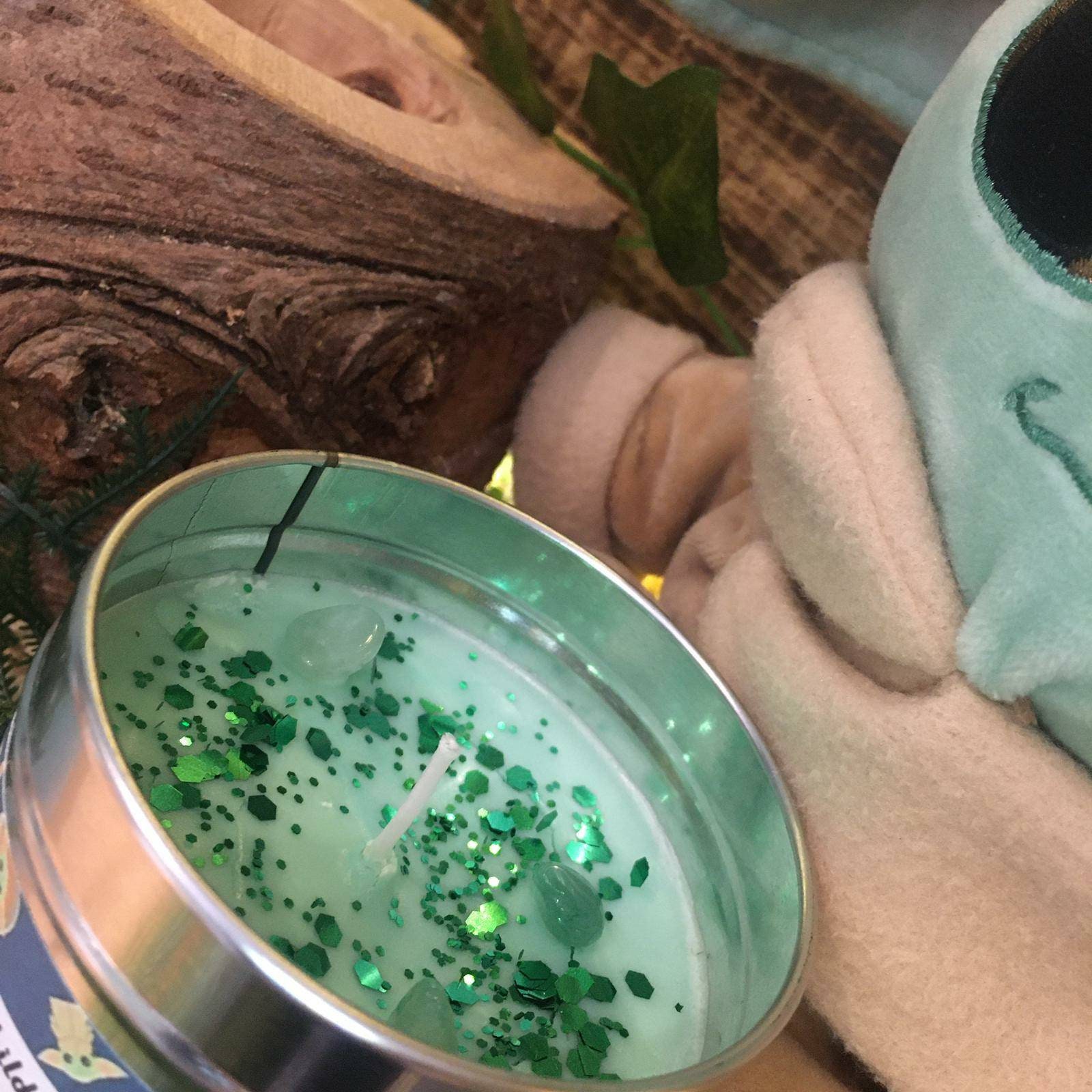 Handmade the Child Baby Yoda Candle Green Crystals Glitter - Etsy UK