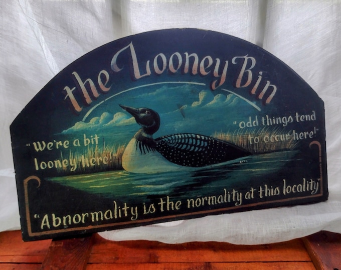 The Looney Bin Vintage Wood Panel Painting - Etsy