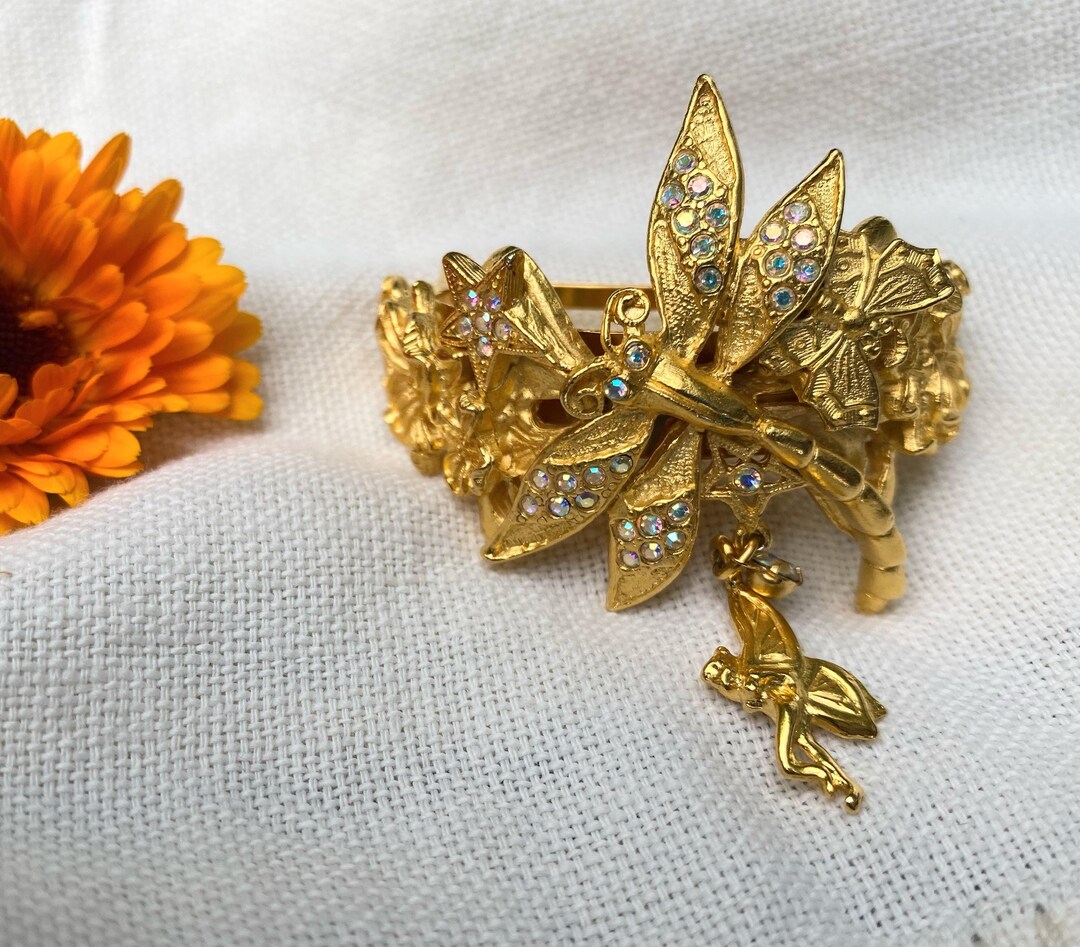 Rare Kirks Folly Star Dragonfly Hair Barrett From France Gold Tone ...