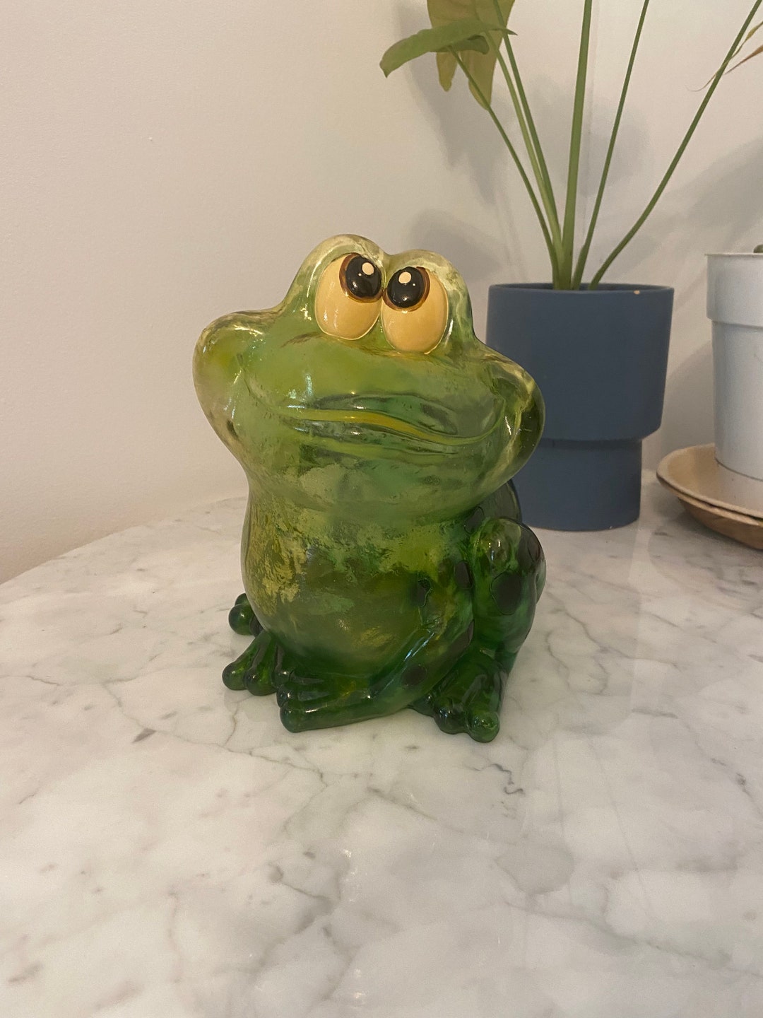 Frog Bank,vintage Clear Green Coin Bank Rare - Etsy