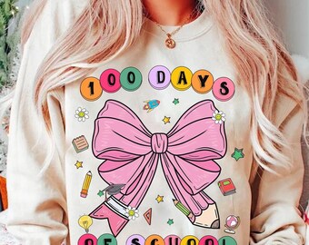 100 Days of School Coquette PNG, Teacher 100 Days Bracelet Png ...