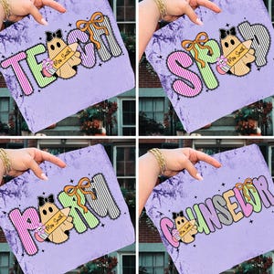 Preppy Teach Boo Ghost Coquette PNG, Para Counselor Halloween Shirt PNG ...