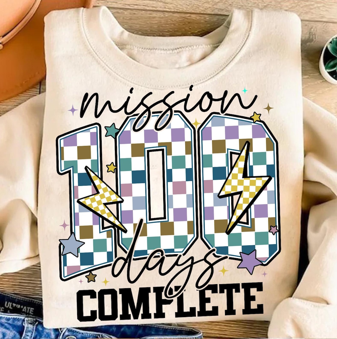 Mission 100 Days Complete Png, Checkered 100 Days of School Png ...