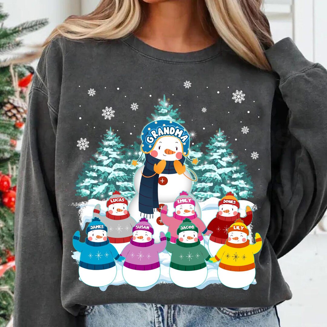Personalized Grandma Snowman Png, Custom Cozy Snowman Png, Add ...
