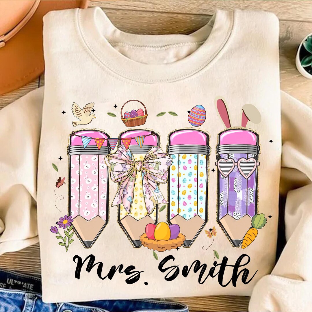 Custom Easter Pencils Png,custom Name Teacher,teacher Easter Png ...