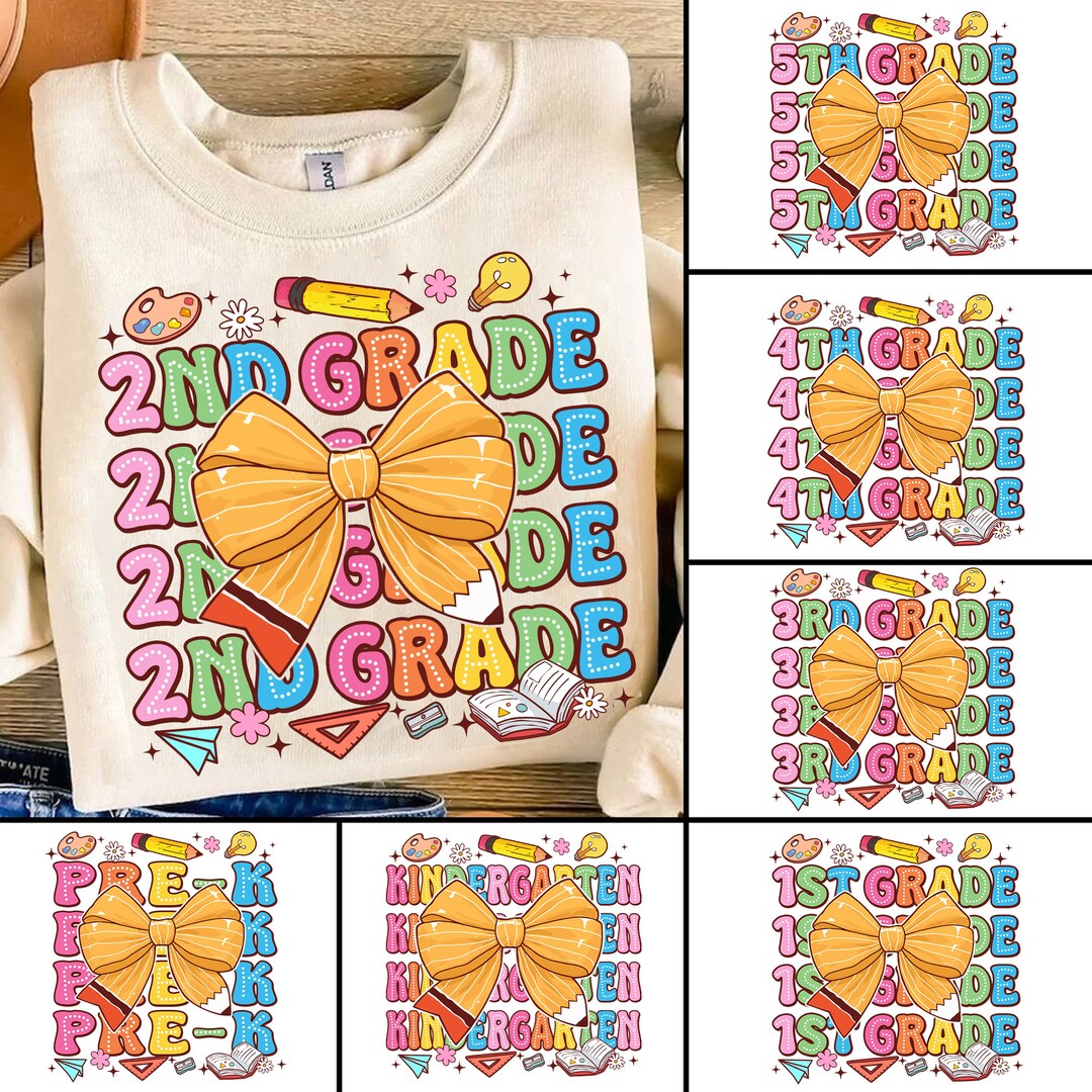 Back to School Png Bundle, Teacher Pencil Coquette Bow Png, Retro ...