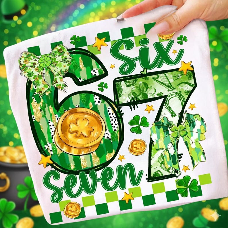 Retro St Patrick's Lucky 67 Six Seven PNG, Preppy St. Patty's Number ...