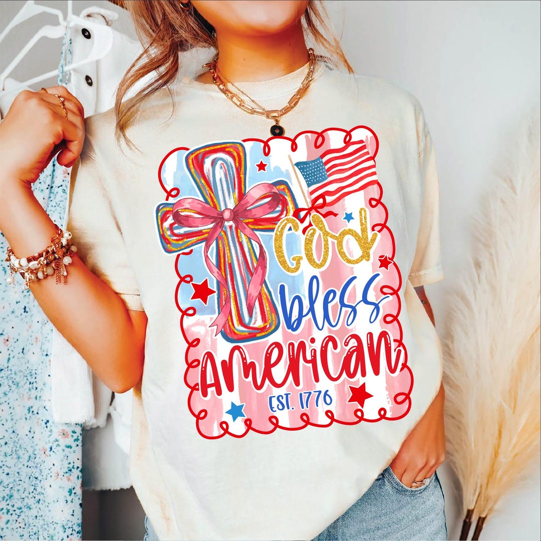 Preppy God Bless America PNG, Girly Coquette USA Cross Bow Design, 4th ...