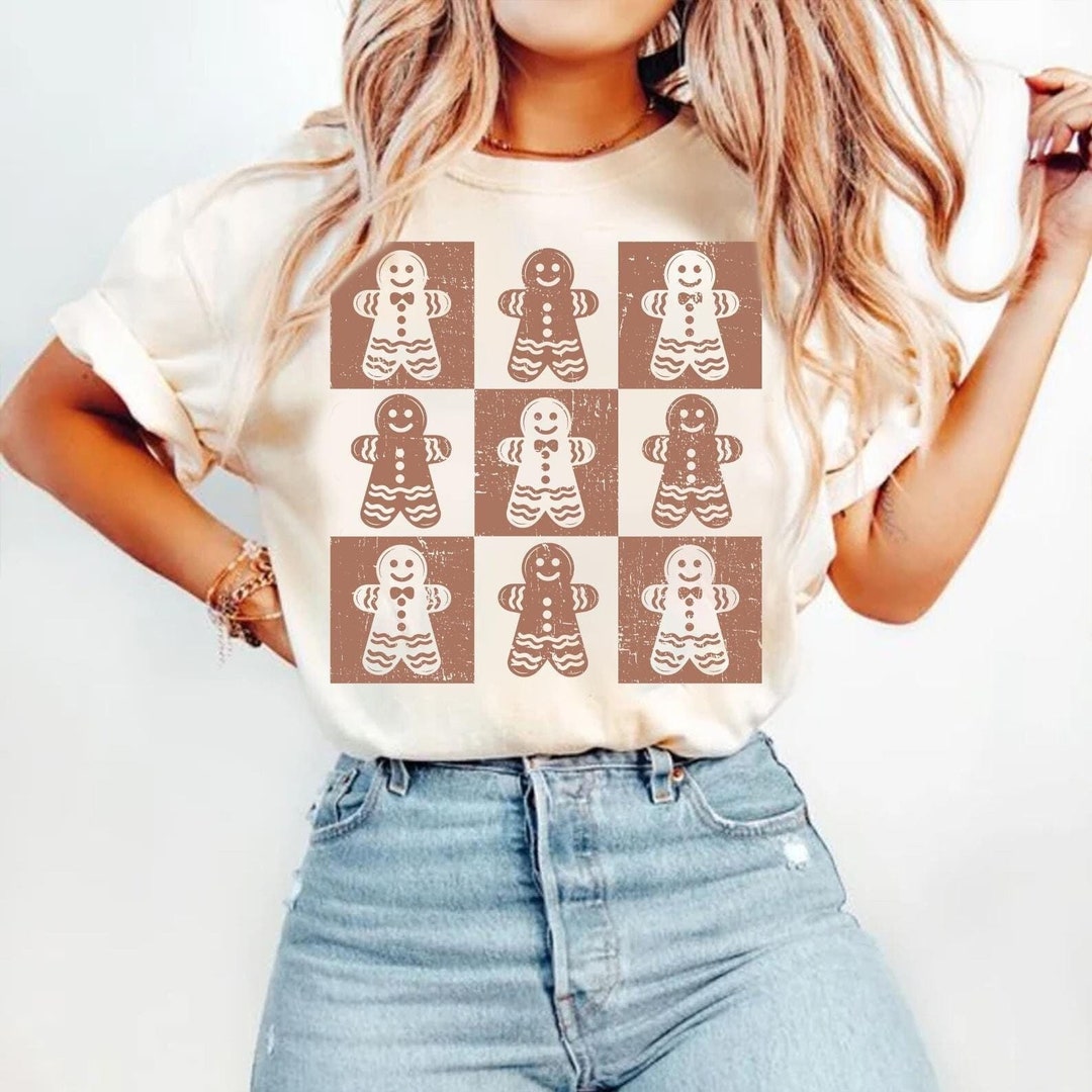 Retro Checkered Gingerbread Man PNG, Trendy Distressed Christmas PNG ...