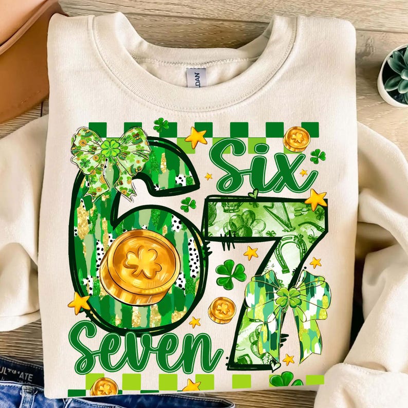 Retro St Patrick's Lucky 67 Six Seven PNG, Preppy St. Patty's Number ...
