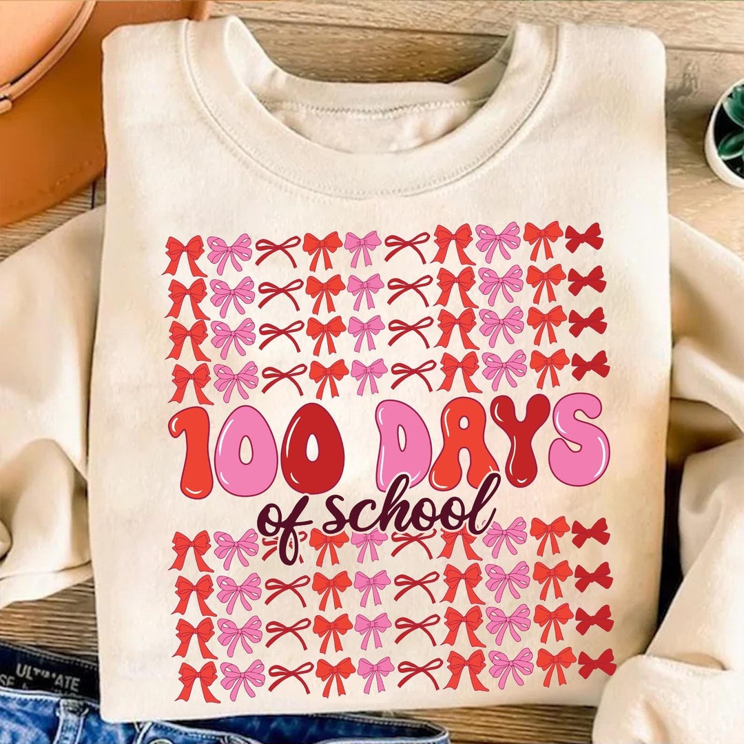 100 Days of School Coquette Bow Png, 100 Coquette Teacher Bow Png, 100 ...