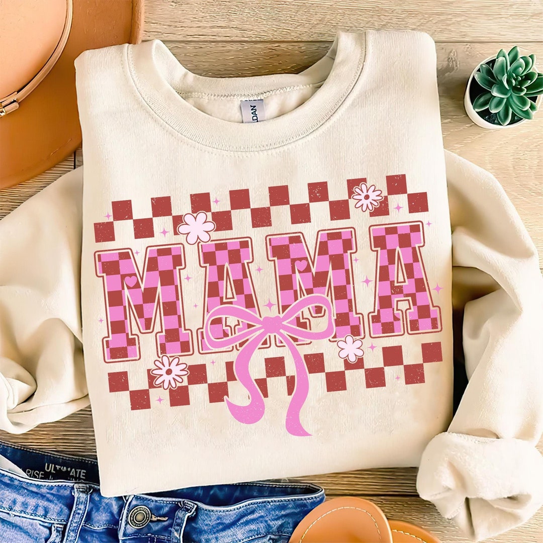 Pink Mama Coquette Png, Retro Checkered Mama Png, Mama Varsity Png ...