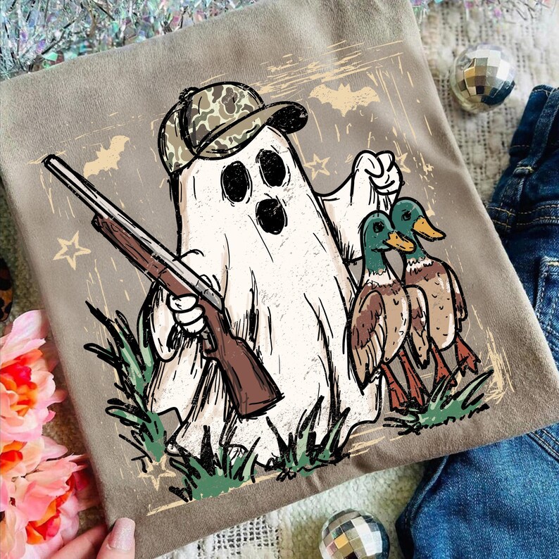 Retro Camouflage Duck Hunting Ghost Png, Funny Halloween Hunter Png ...