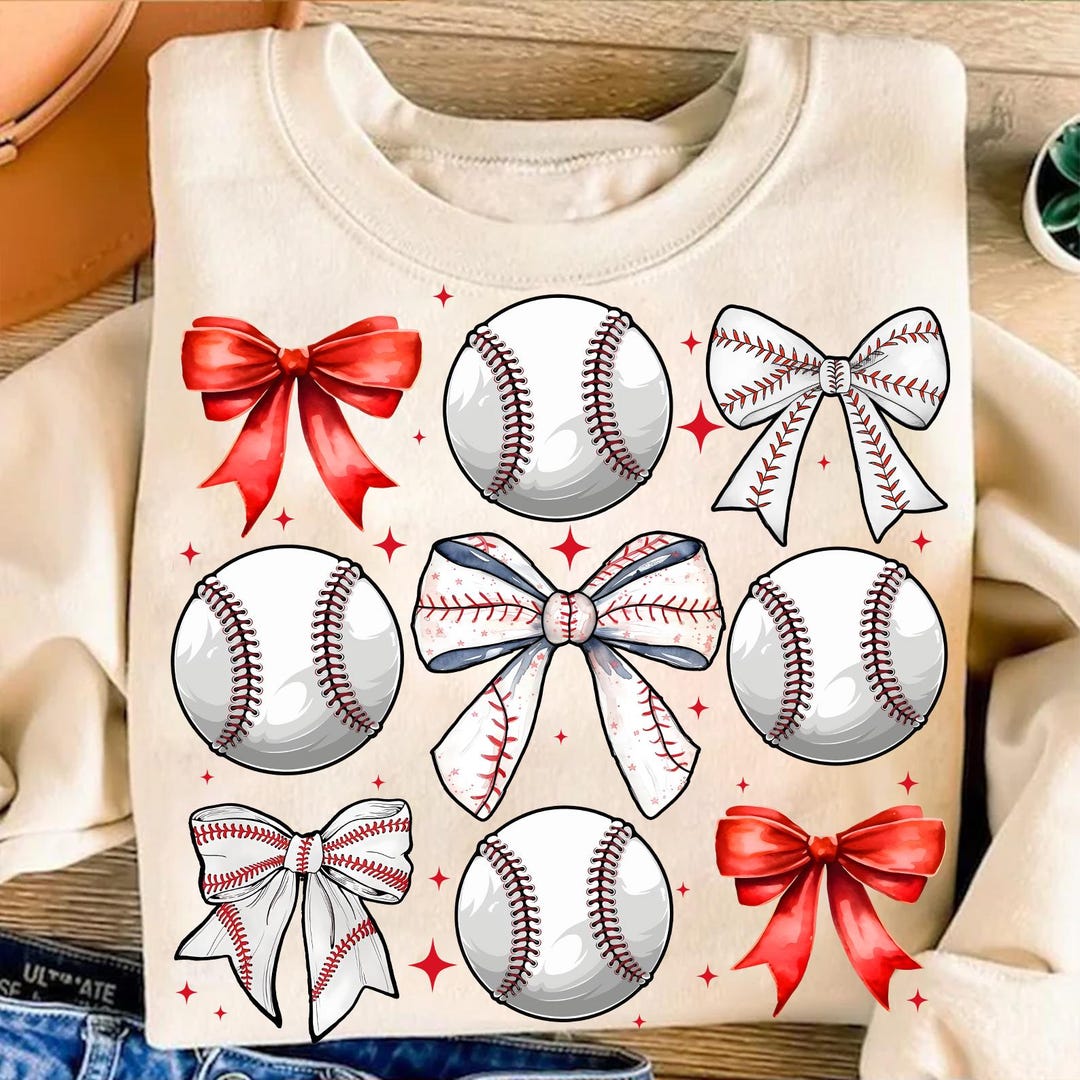 Vintage Baseball Bow Png, Bow Baseball Png Sublimation, Coquette ...