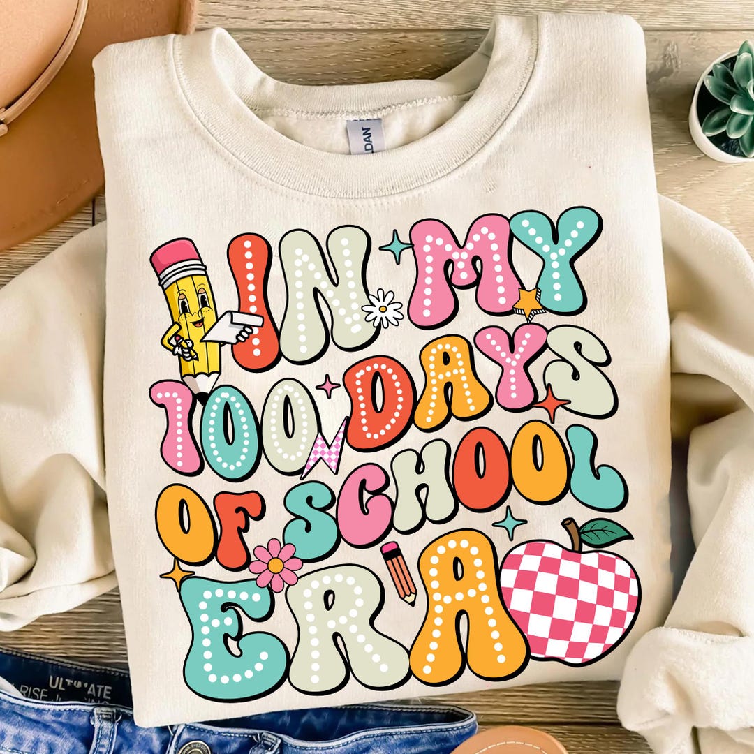 In My 100 Days of School Era PNG, Retro 100 Days of School Png, School ...