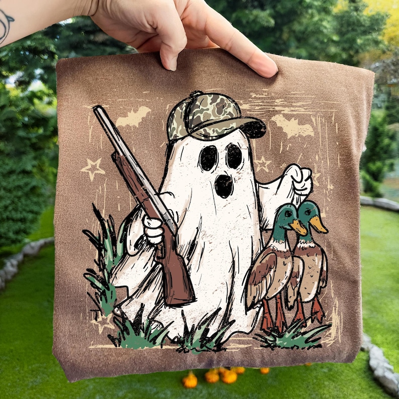 Retro Camouflage Duck Hunting Ghost Png, Funny Halloween Hunter Png ...