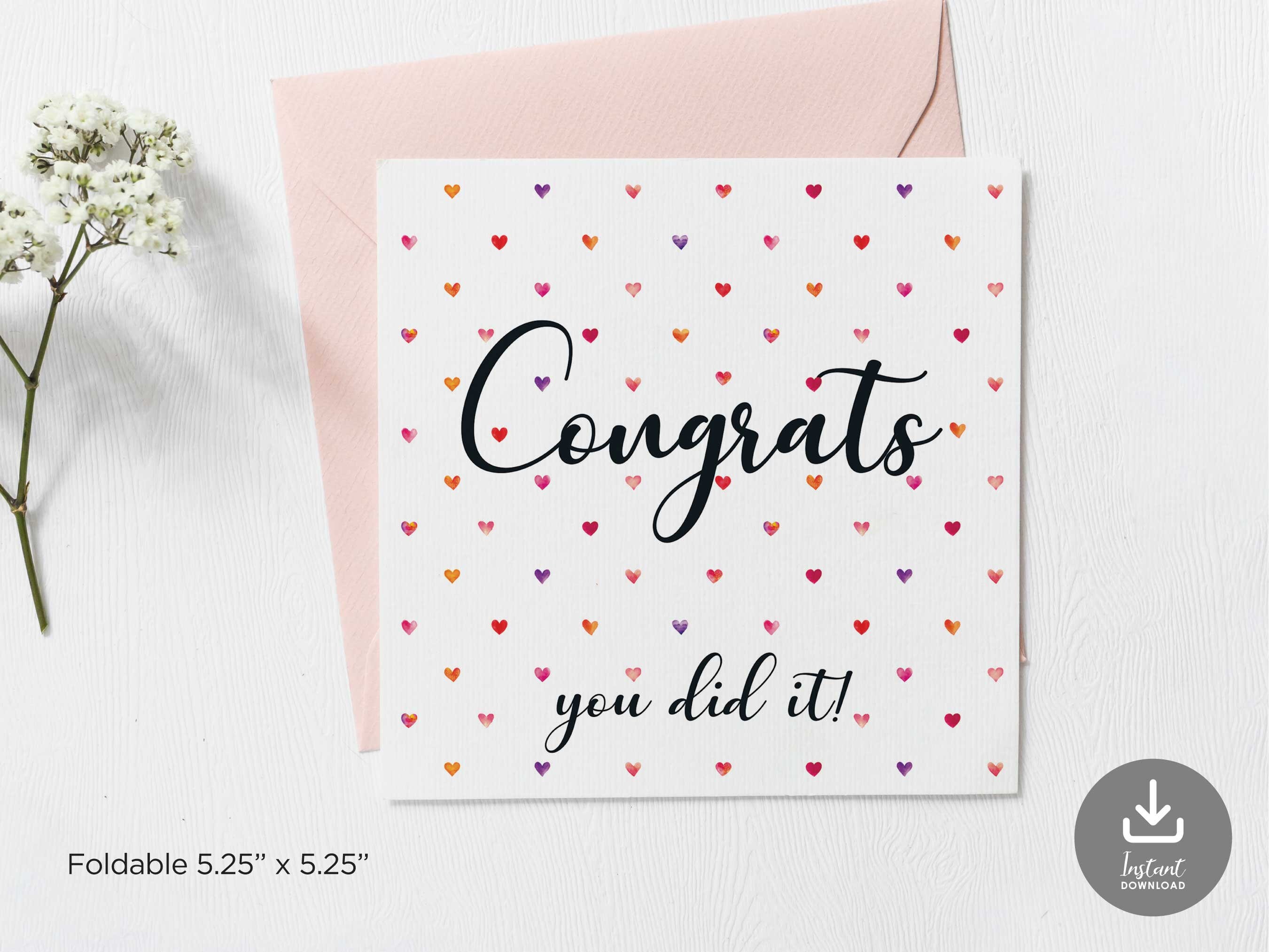 Printable Congratulations Card, You Did It Card, Proud Congratulations ...