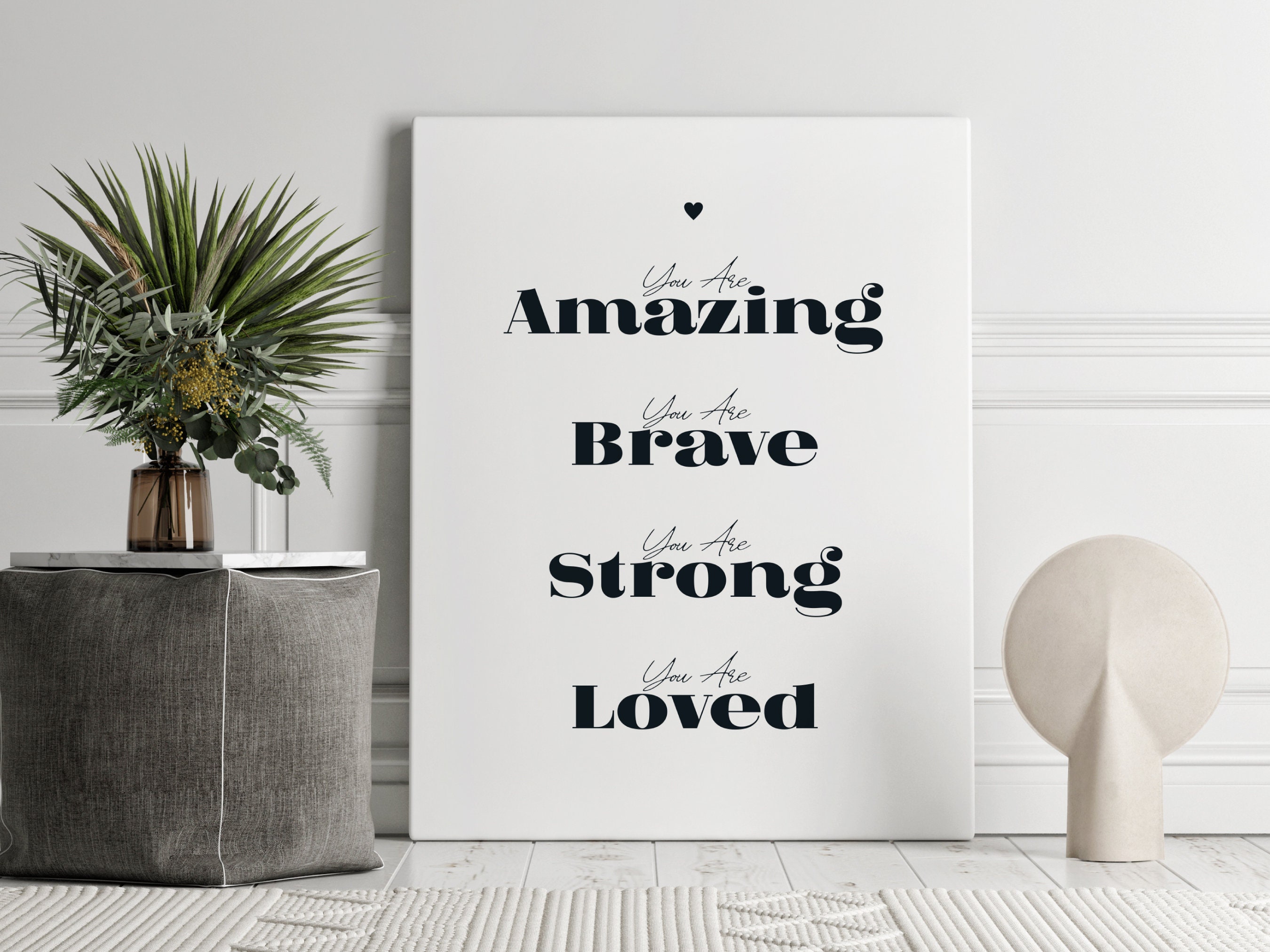 Inspirational Print Wall Art, You Are Amazing/ Brave/ Strong/ Loved ...