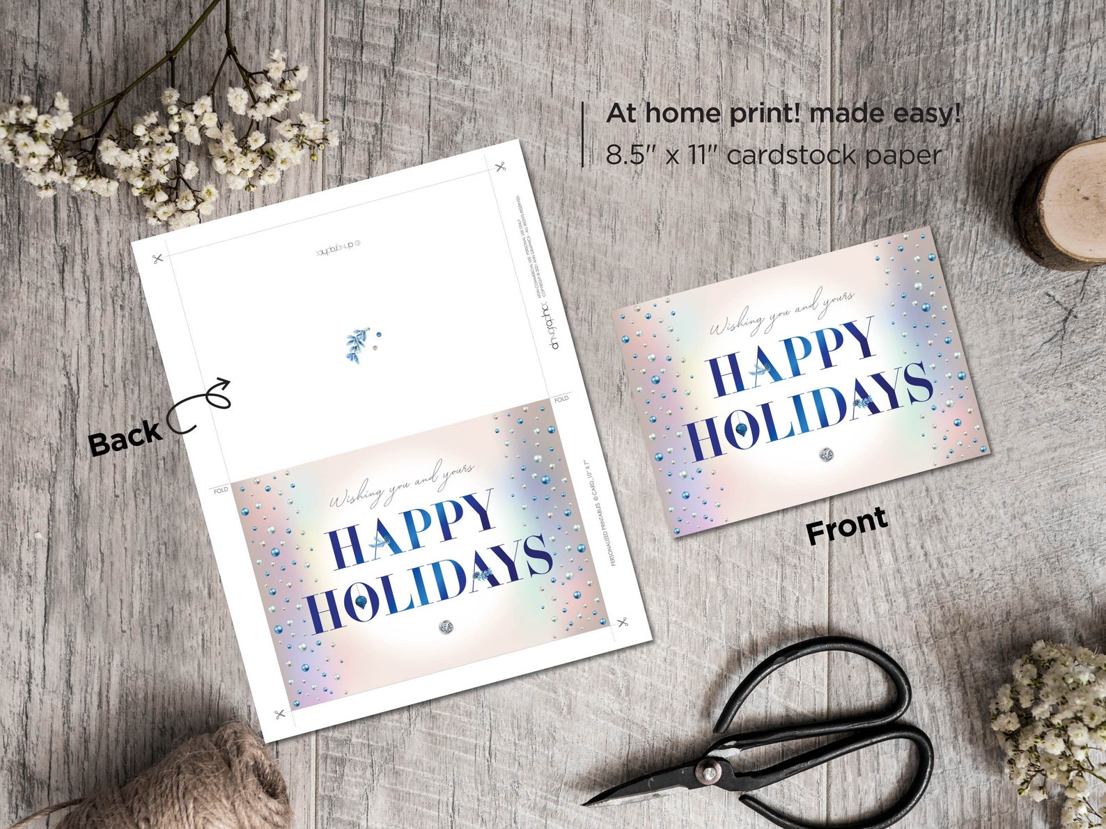 Happy Holidays Printable Card Printable Holiday Card - Etsy