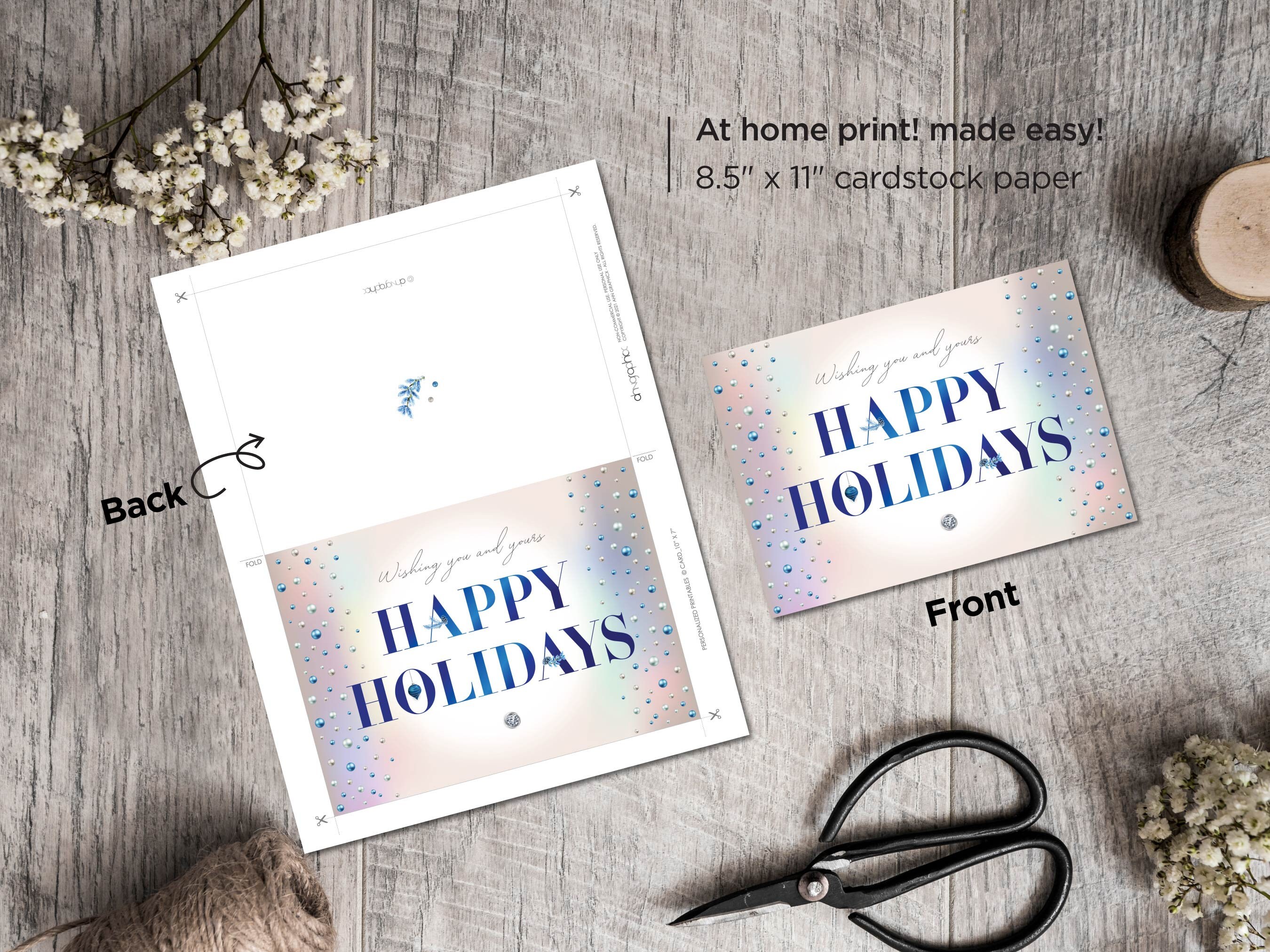 Happy Holidays Printable Card Printable Holiday Card - Etsy