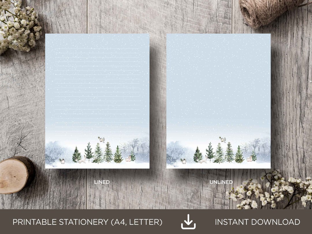 Winter Forest Printable Stationery: Lined/unlined Writing Paper ...