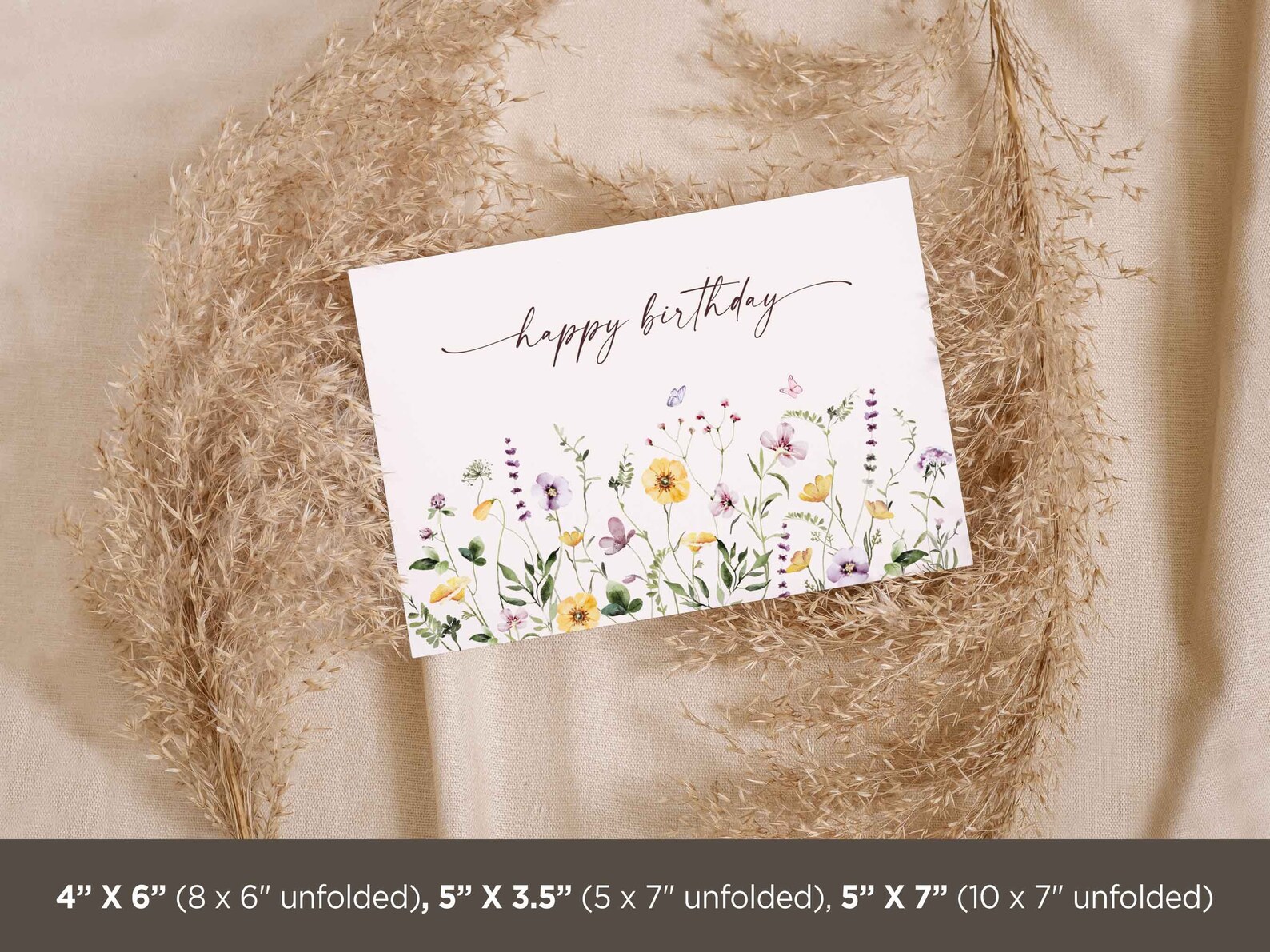 Wildflower Birthday Card, Printable Wildflowers Birthday Card, Happy ...