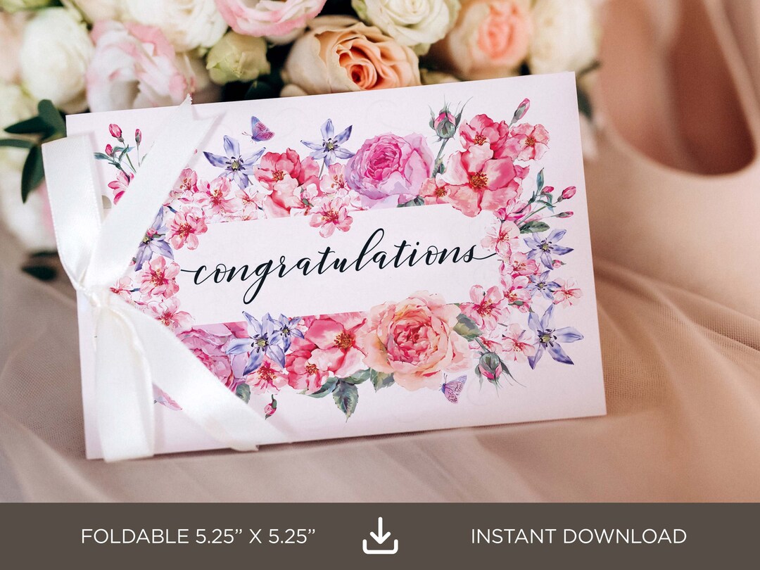 Congratulations Floral PRINTABLE Gift Tag, Congratulations Tags ...